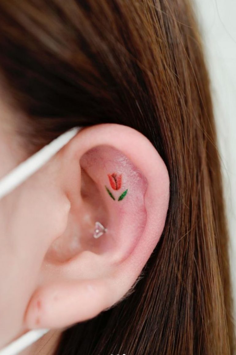 21 Cute and Cool Small Ear Tattoos for Women in 2021