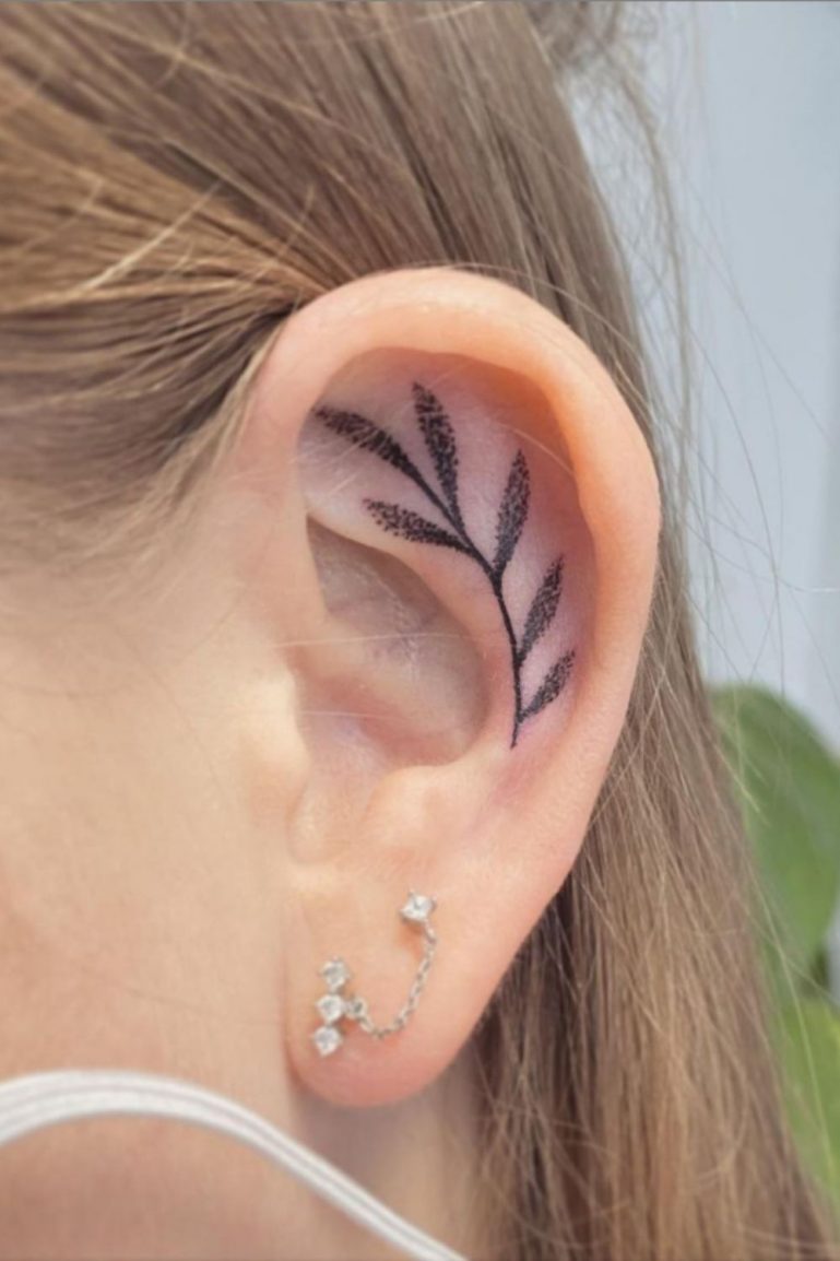 21 Cute and Cool Small Ear Tattoos for Women in 2021