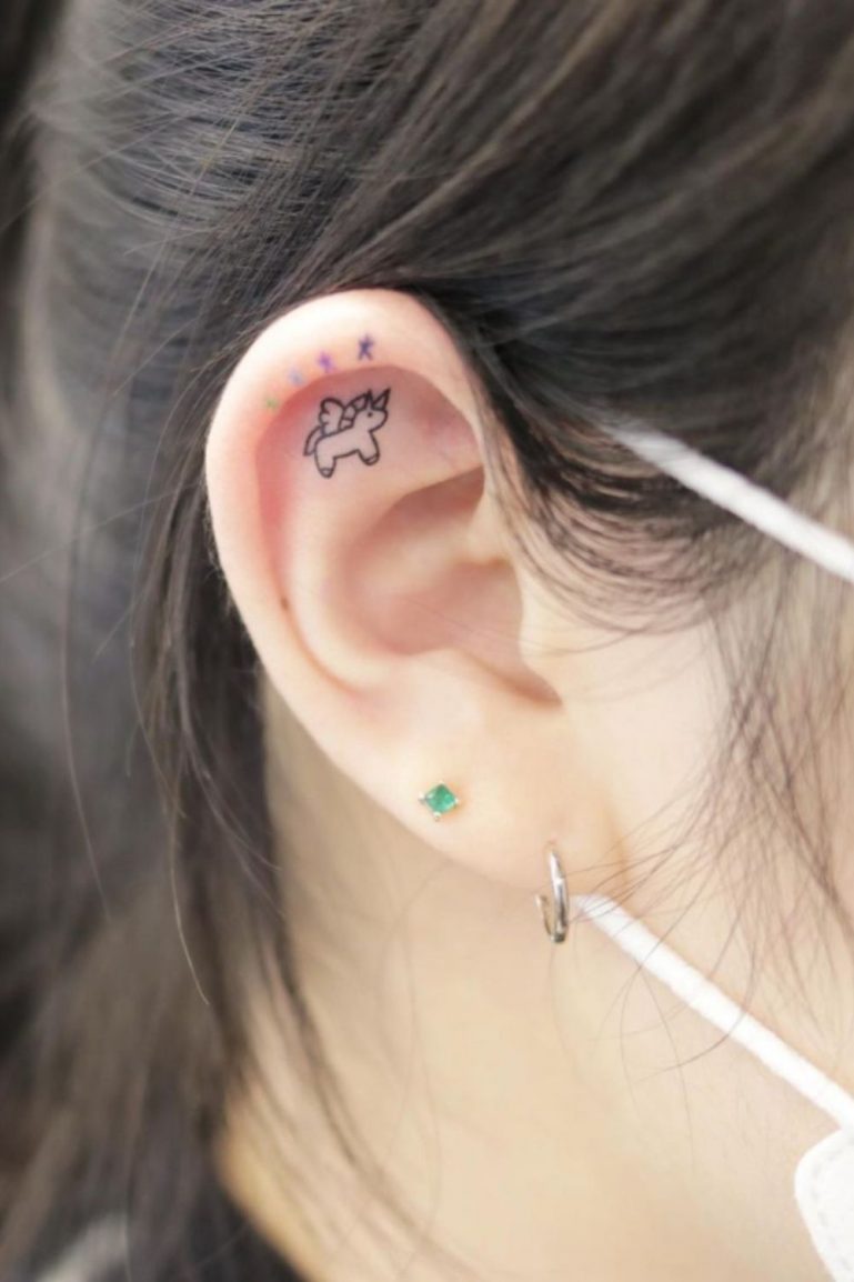 21 Cute and Cool Small Ear Tattoos for Women in 2021