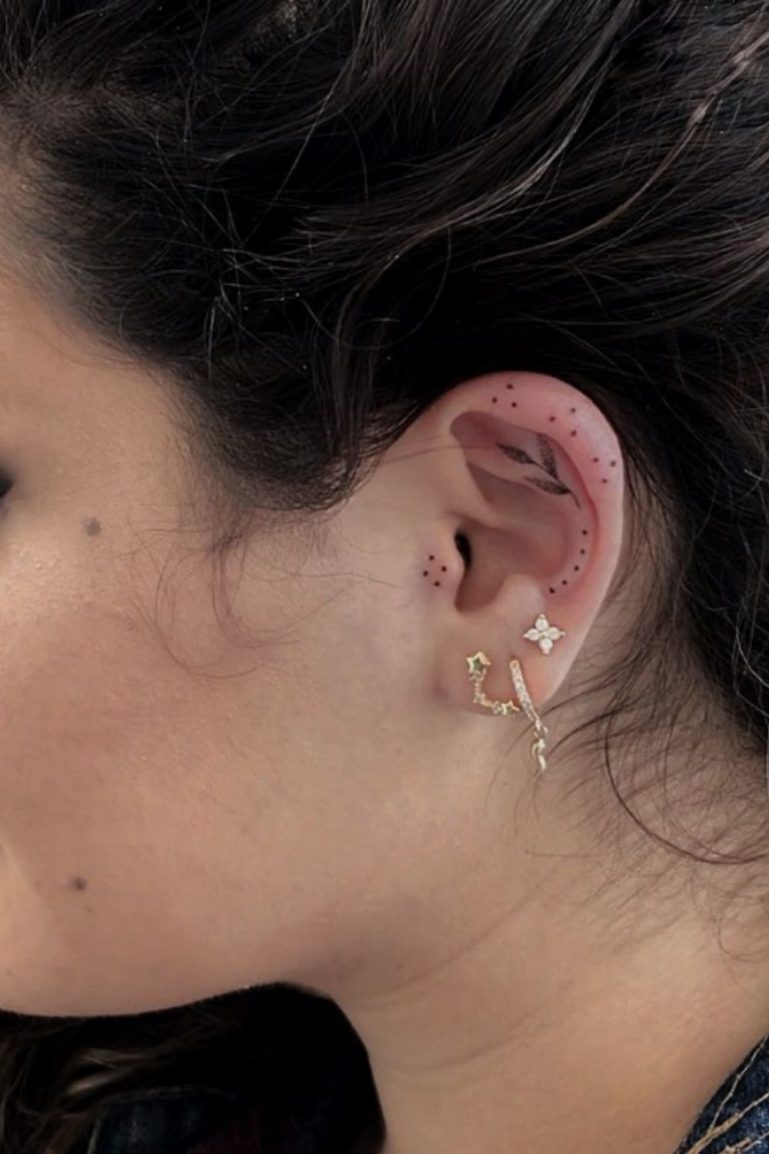 21 Cute and Cool Small Ear Tattoos for Women in 2021