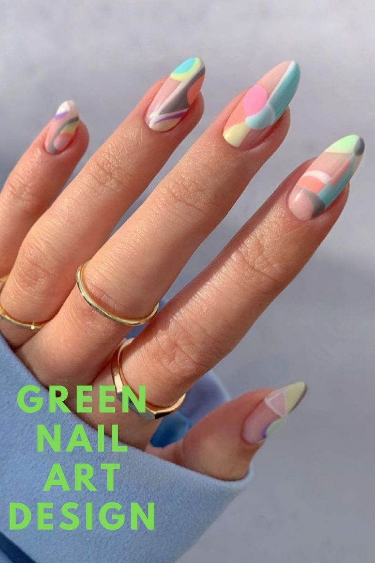 36 dazzling green nails art designs for summer nail 2021