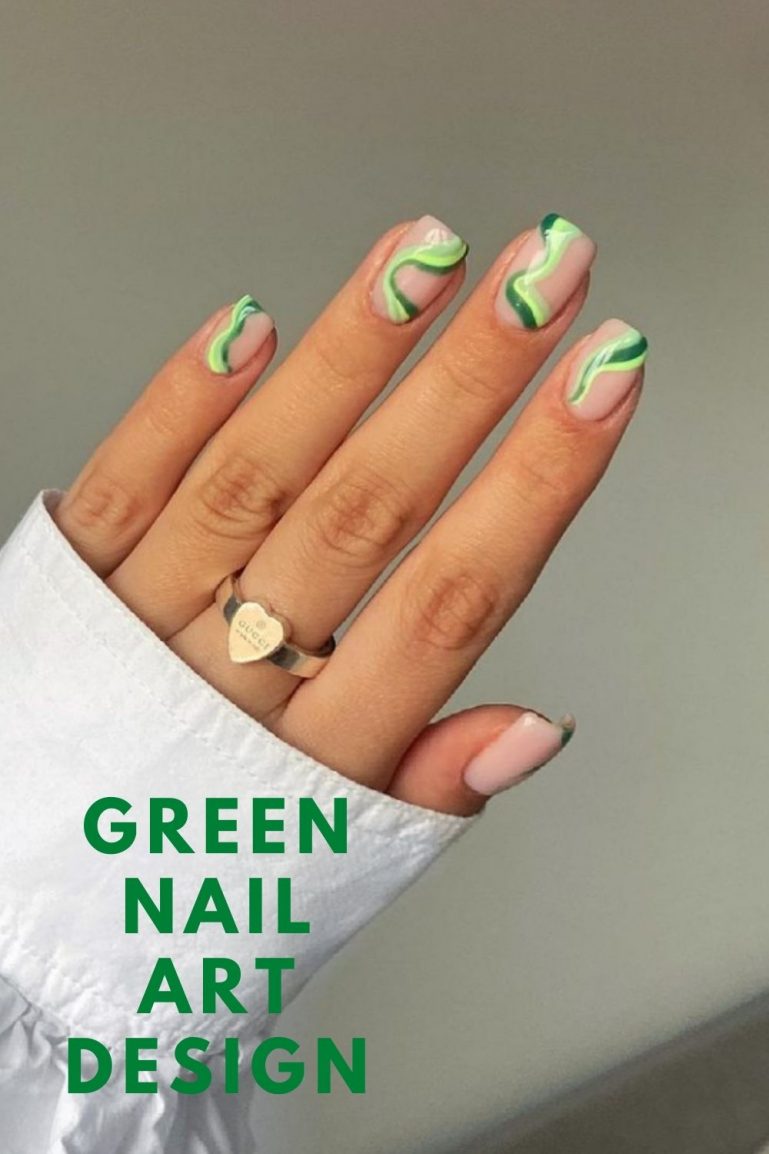 36 dazzling green nails art designs for summer nail 2021