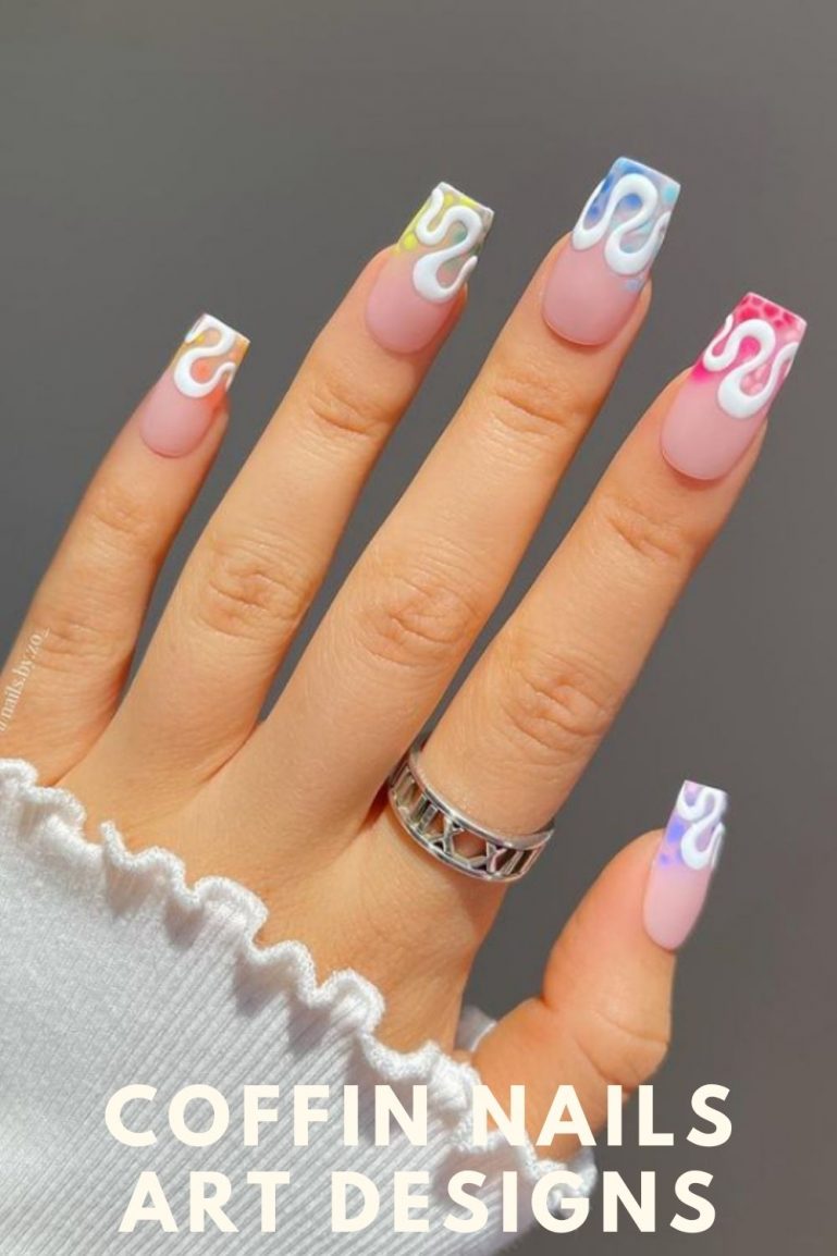 39 Pretty and Cute Coffin shape nail design You Will Love