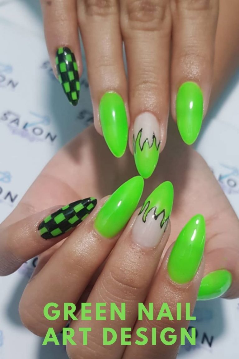 36 dazzling green nails art designs for summer nail 2021