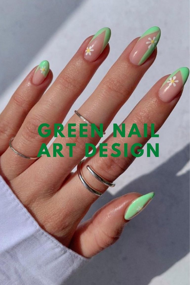 36 dazzling green nails art designs for summer nail 2021