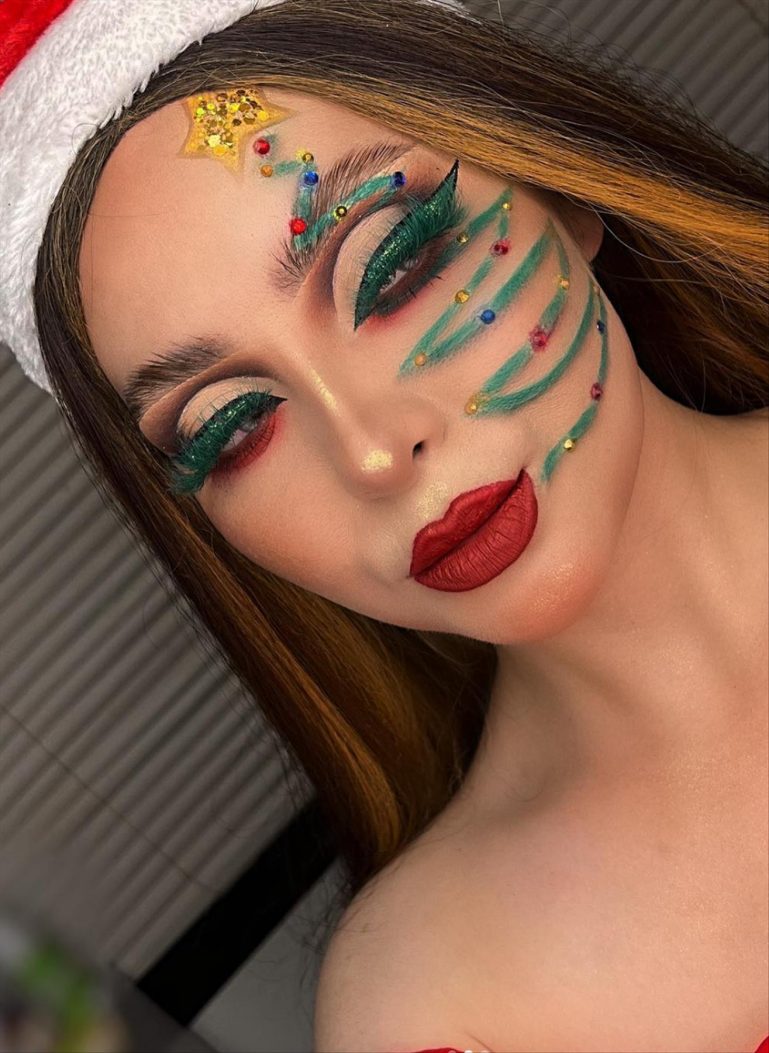 35+ Glam Christmas makeup looks and festival makeup ideas