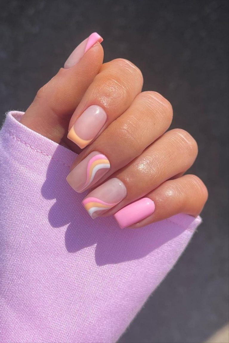 45 Elegant spring abstract nails and swirl nails to try - Lily Fashion ...
